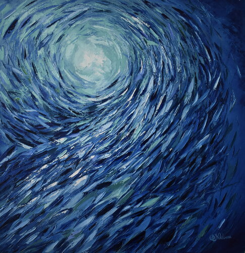 Abstract Fish by Olga Nikitina (2022) : Painting Oil on Canvas - Singulart