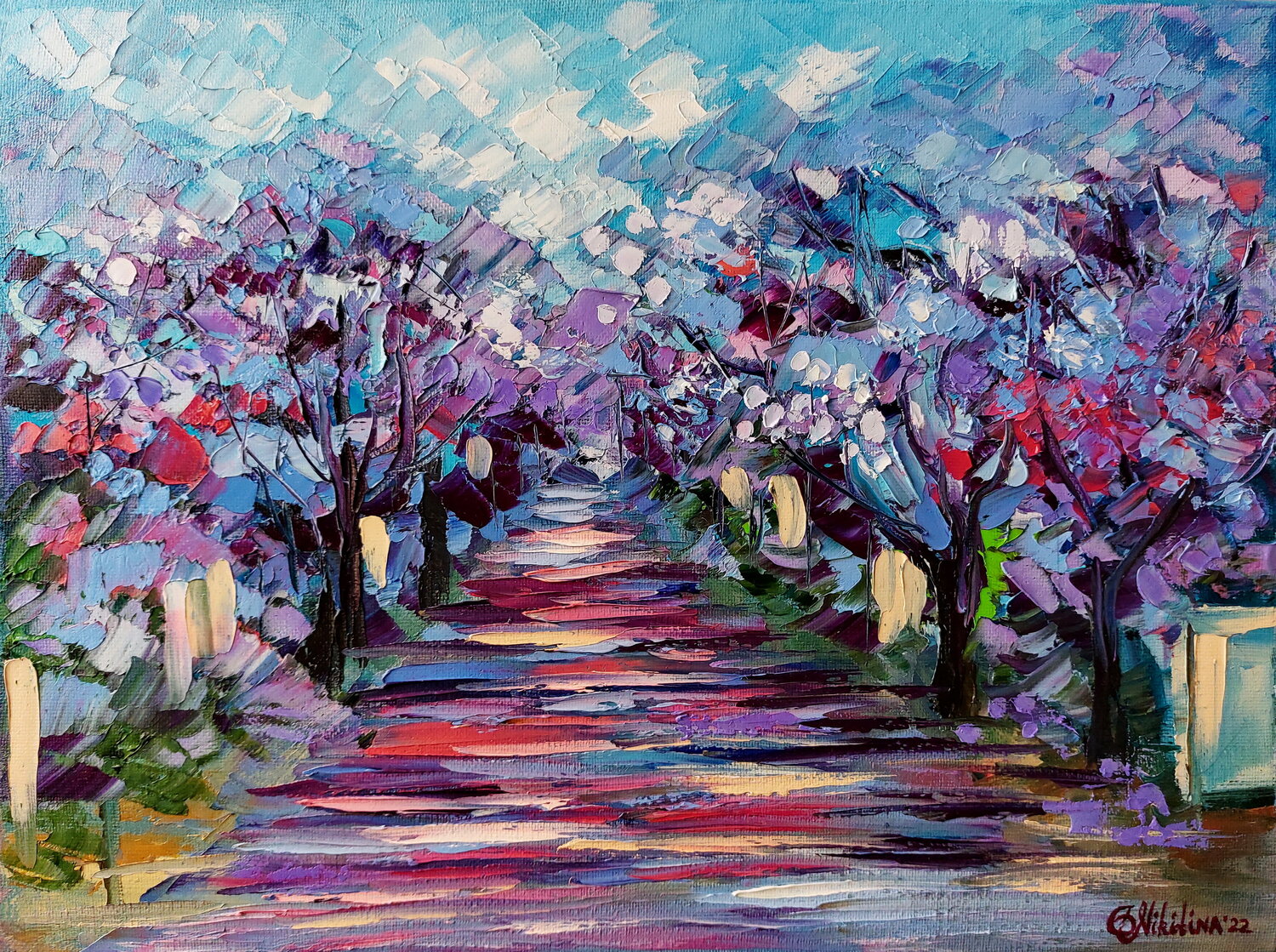 Jacaranda Tree by Olga Nikitina (2022) : Painting Oil on Canvas - SINGULART