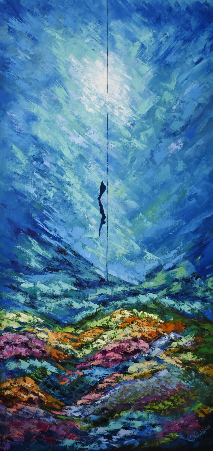 Free Diving by Olga Nikitina (2022) : Painting Oil on Canvas - Singulart