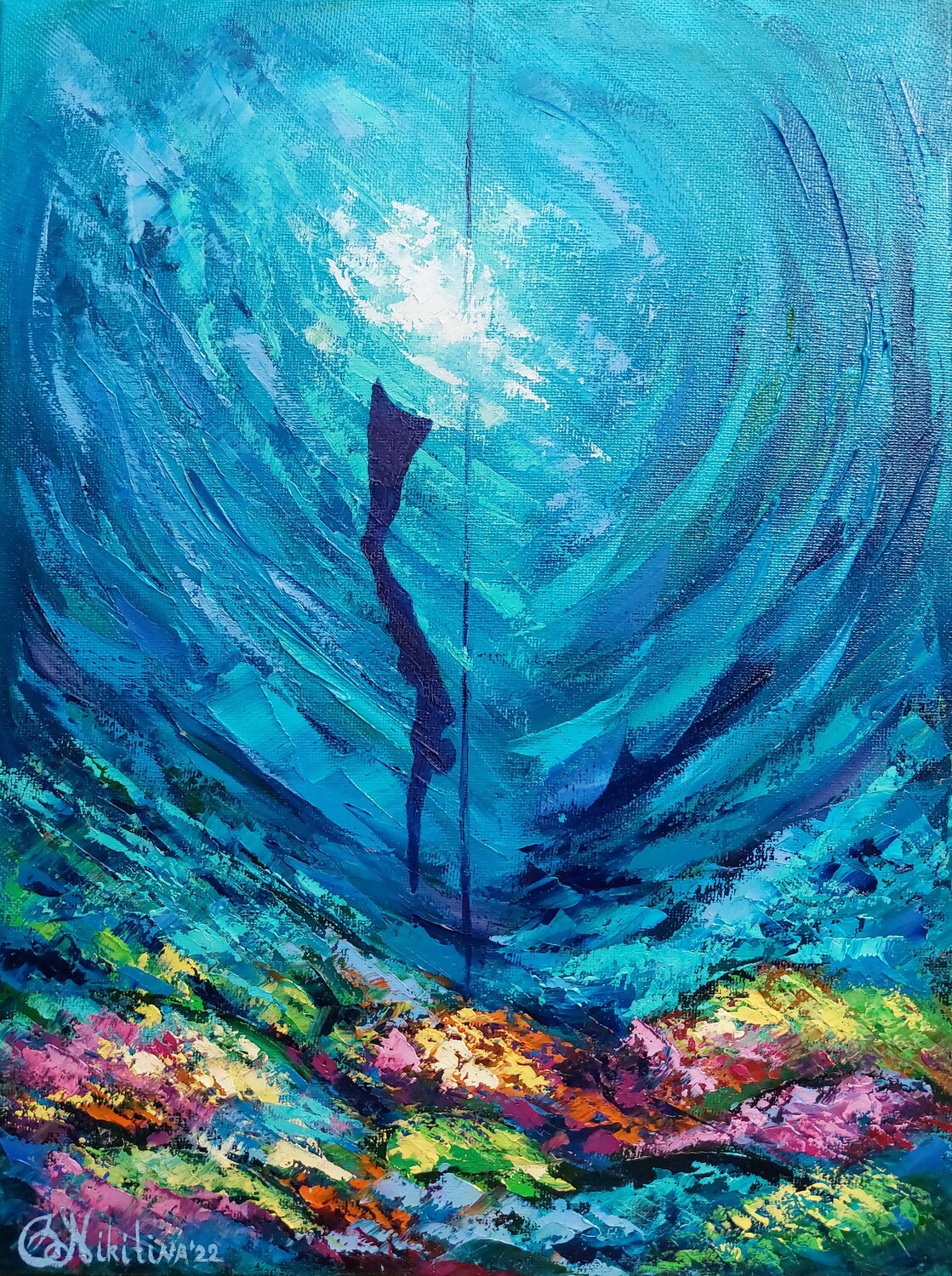 Free Diving by Olga Nikitina (2022) : Painting Oil on Canvas - SINGULART