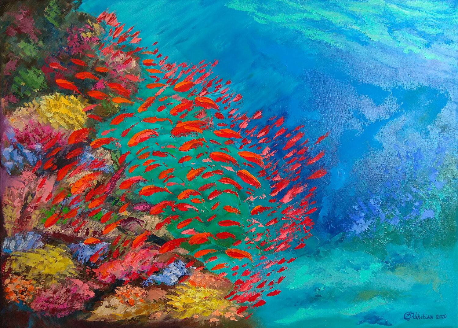 Underwater Coral Paintings Underwater Painting By Olga Nikitina
