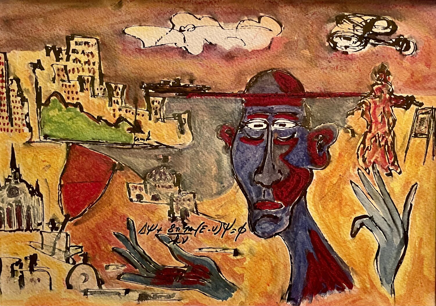 Schrödinger and me by Michel TESTARD (2023) : Painting Watercolor, Ink ...