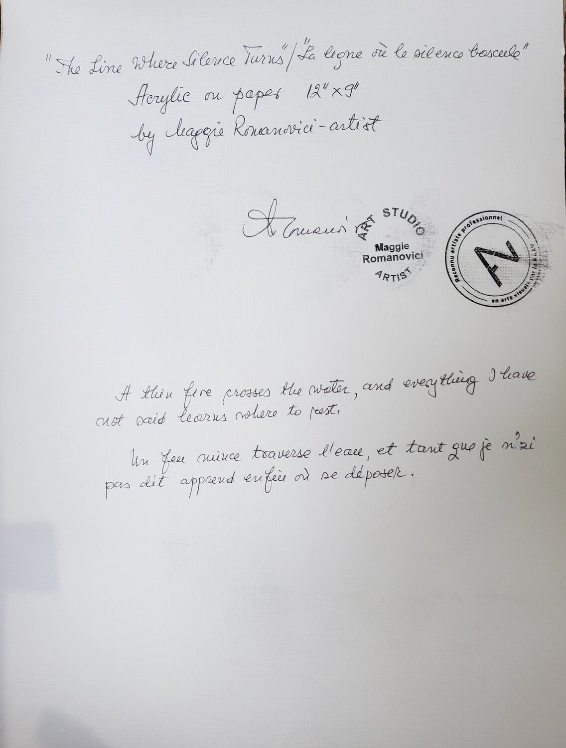 THE LINE WHERE SILENCE TURNS LA LIGNE OU LE SILENCE BASCULE door Maggie ...