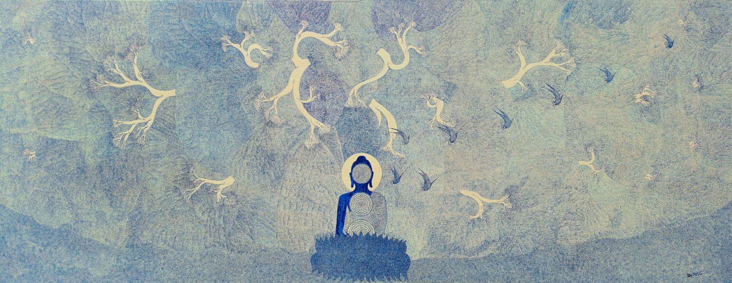 The Tree Of Enlightenment by Bodhi Selvam (2022) : Painting Acrylic ...