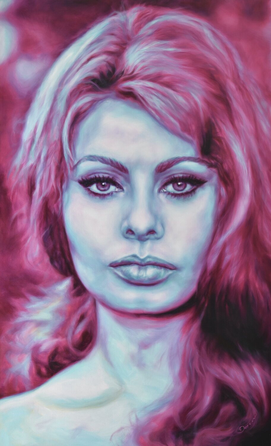 'Sophia Loren' Pink Blue by Doreen Koch (2024) : Painting Oil on Canvas ...