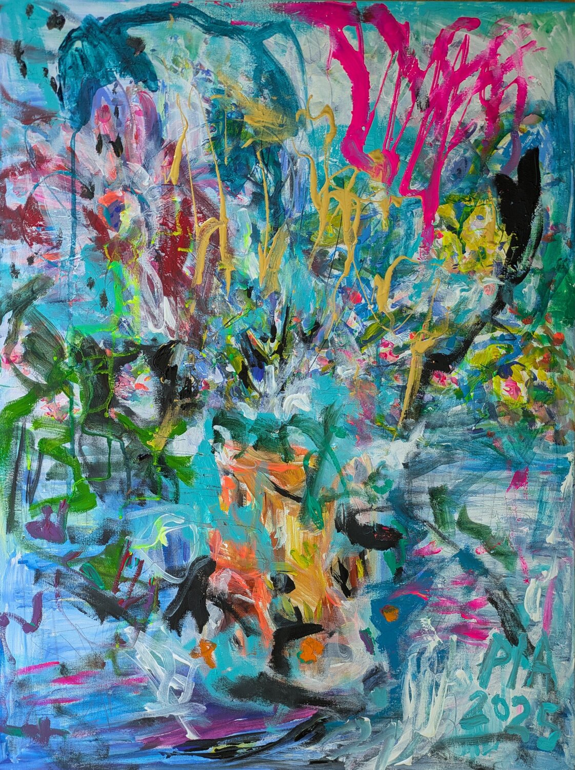 I worry too much by Pia Grambart (2025) : Painting Acrylic, Pencil on ...