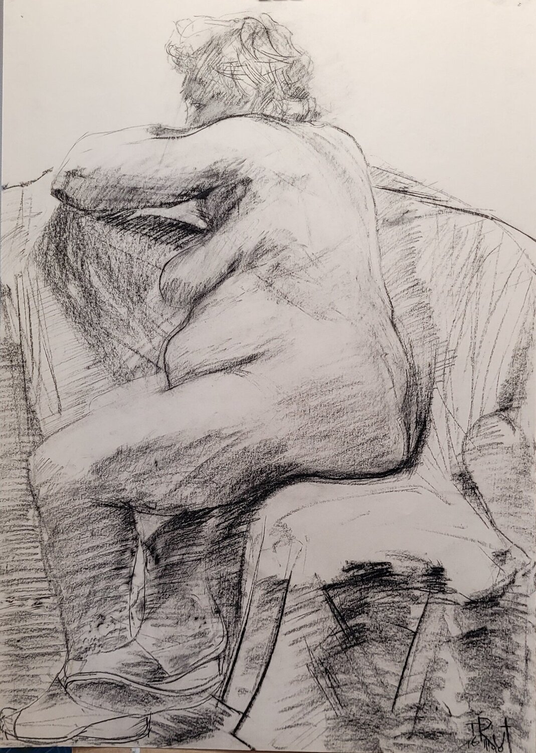 Mrs. Gienia by Tomasz Rut (N.D) : Drawing Charcoal on Paper - Singulart