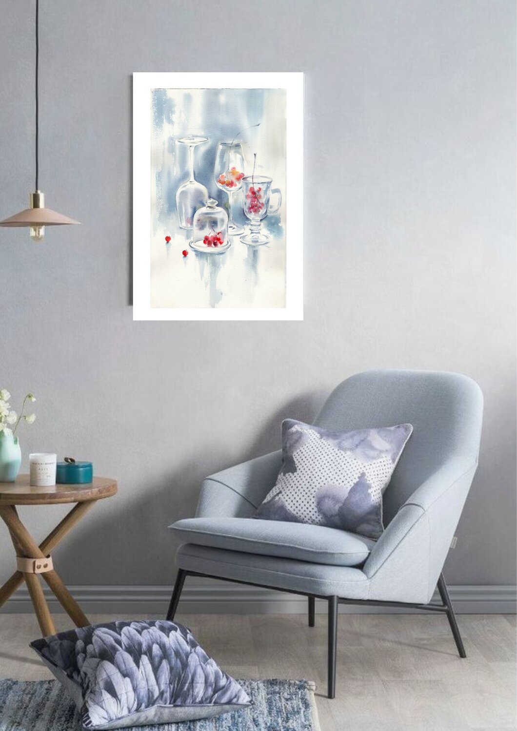 The glass and red berries. by Alla Prisacar (2021) : Painting ...