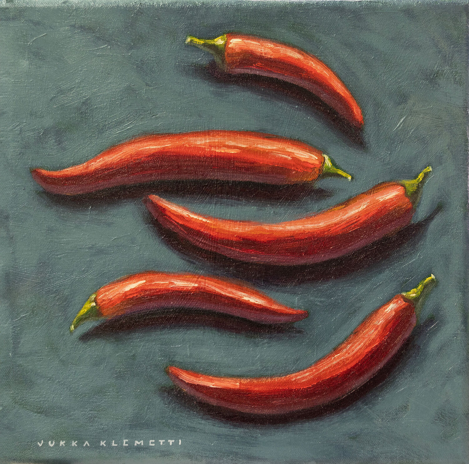 Capsicum Quintet by Jukka Klemetti (2025) : Painting Oil on Canvas ...