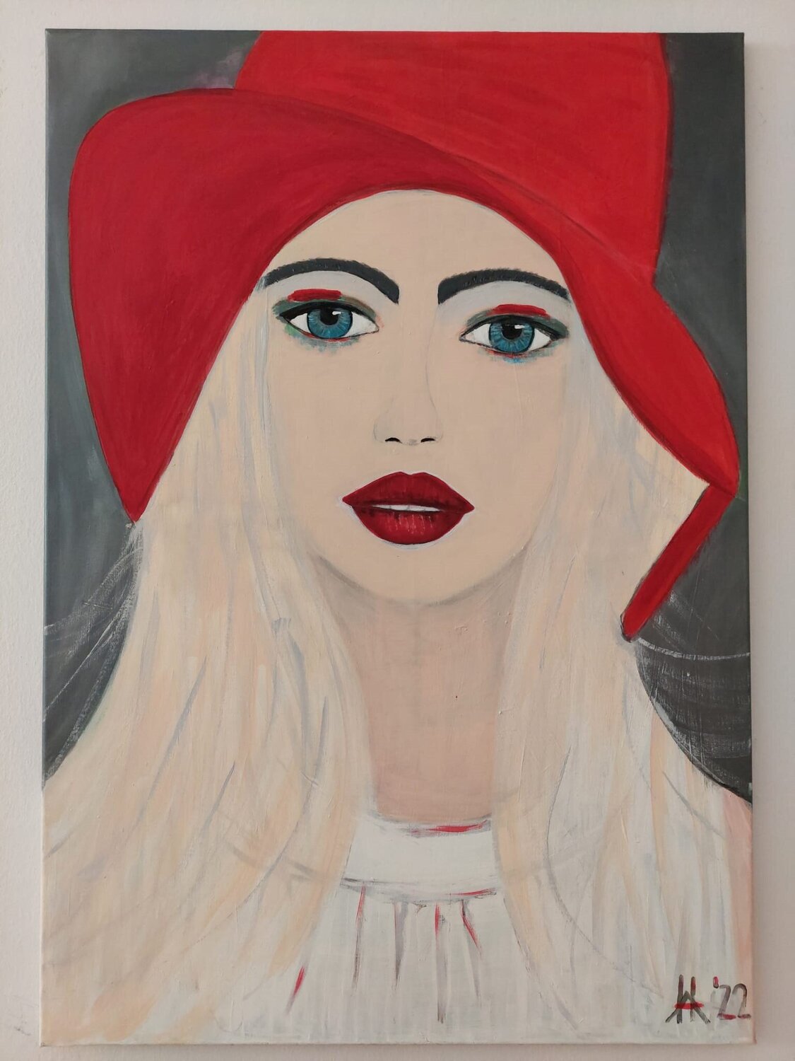 Big eyes and red hat de Ursula Haider-Seggl (2022): Pintura Acrílico en ...