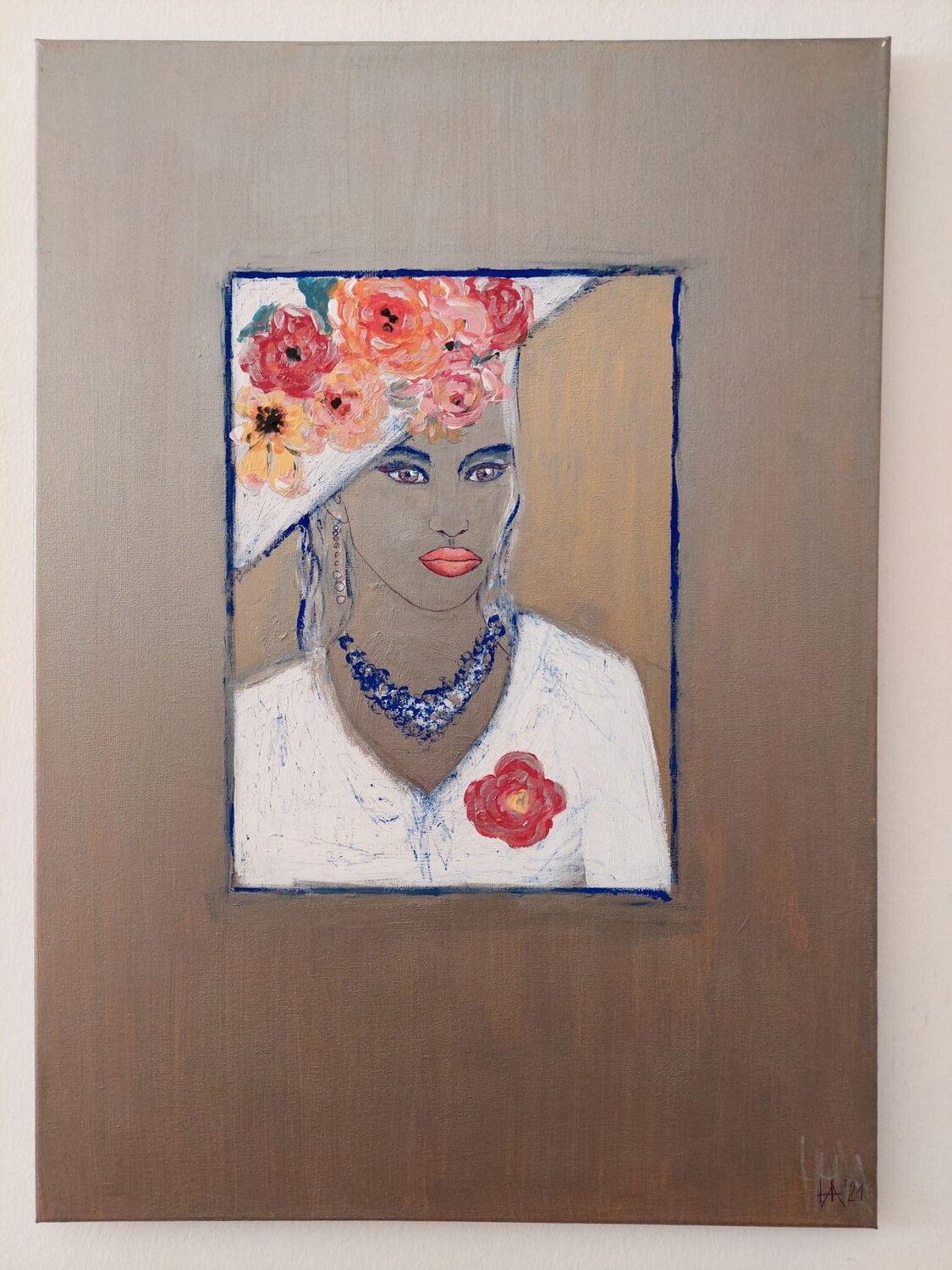 Blue eyes and flowers by Ursula Haider-Seggl (2024) : Painting Acrylic ...