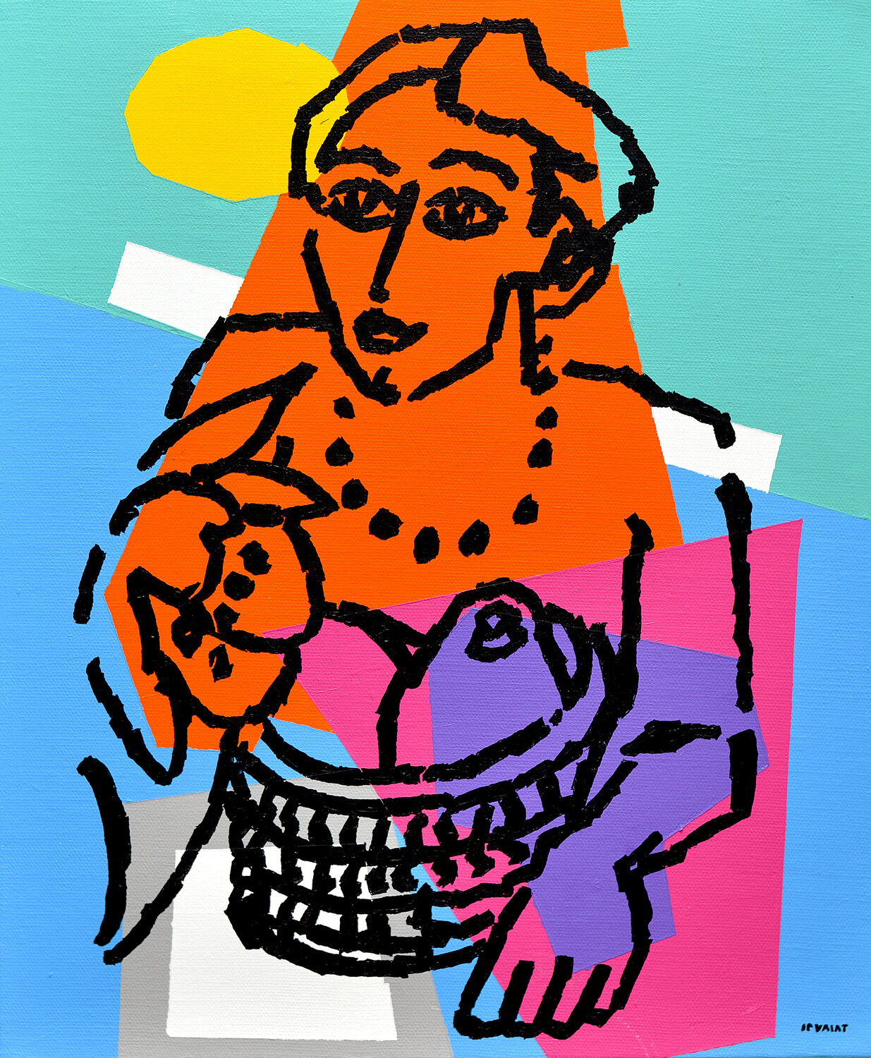 Composition, femme, panier de fruits et fleur by JEAN PIERRE VALAT ...