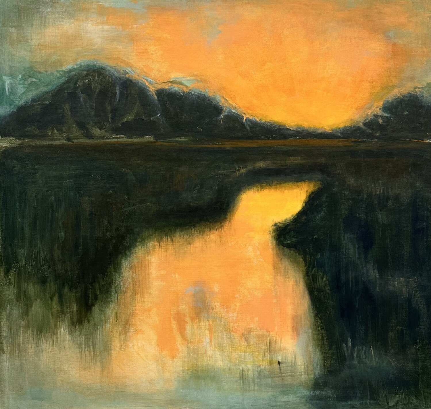 Beginning to shine. River. by Iryna Bondar (2024) : Painting Acrylic on ...
