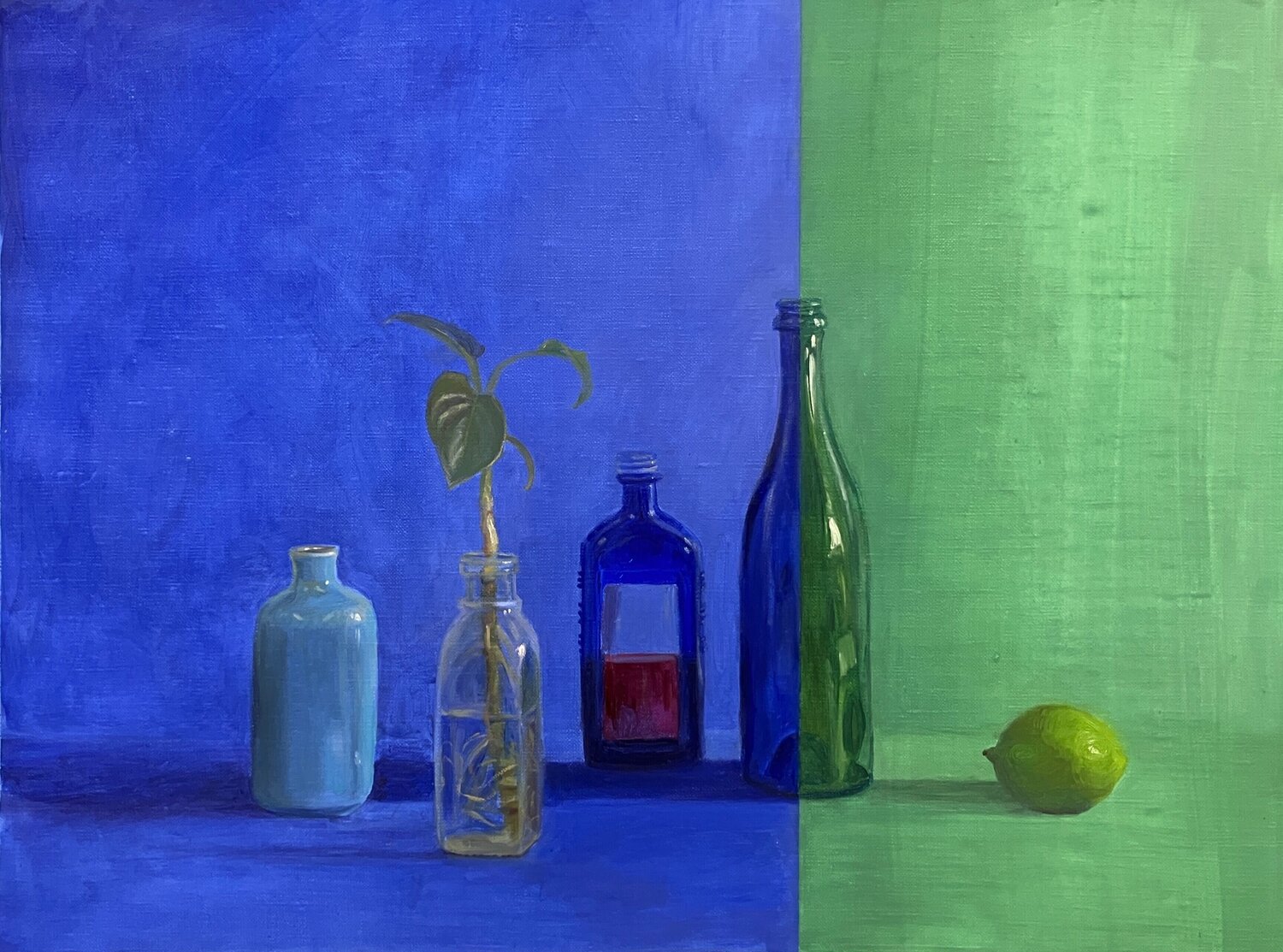 Formal Inquiry in Blue and Green (Don't worry the red liquid is chamoy ...