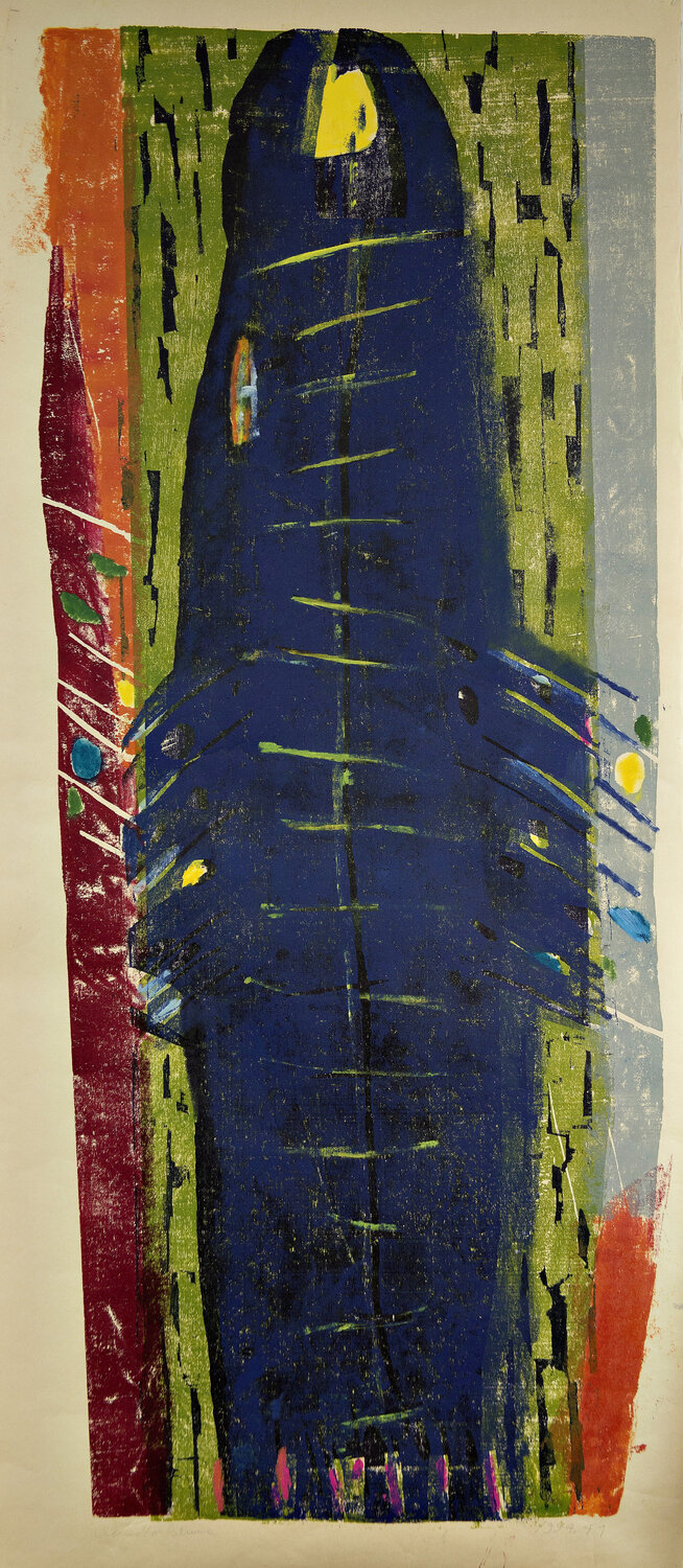 Fish, blue, woodcut on japanese paper by Claudia Blume (1990) : Print ...