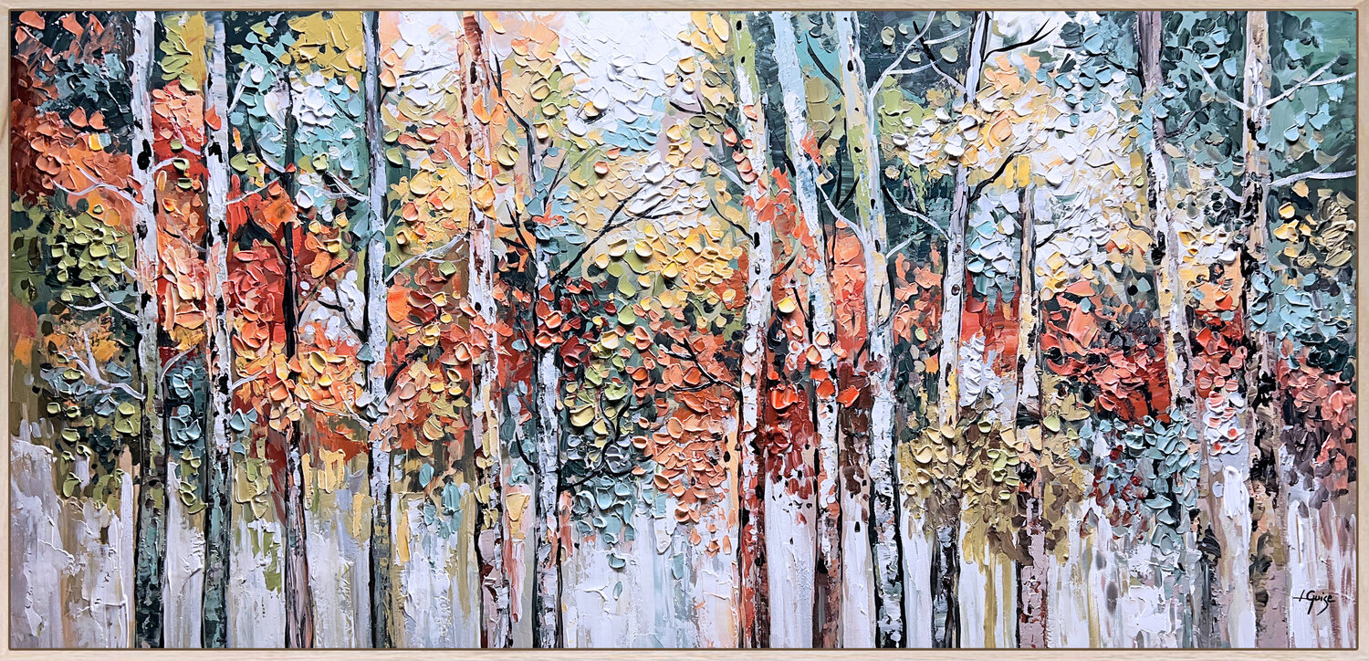 Glow Birches by Lana Guise (2025) : Painting Acrylic on Canvas - Singulart