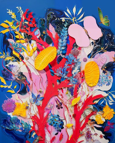 14-only: Aesthetic mixed media floral fine art in the author's ...