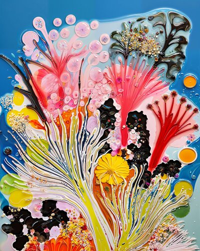 5-ONLY: Aesthetic mixed media floral fine art in the author's technique ...