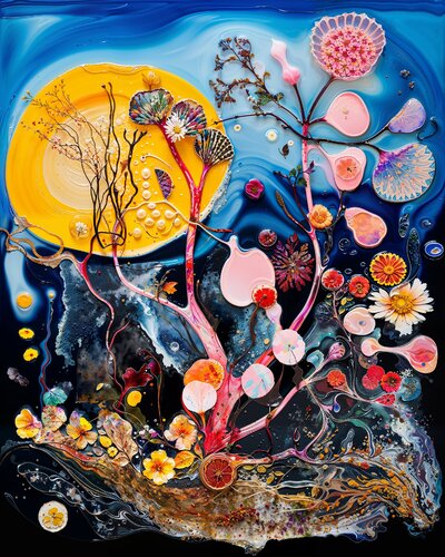 5-ONLY: Aesthetic mixed media floral fine art in the author's technique ...