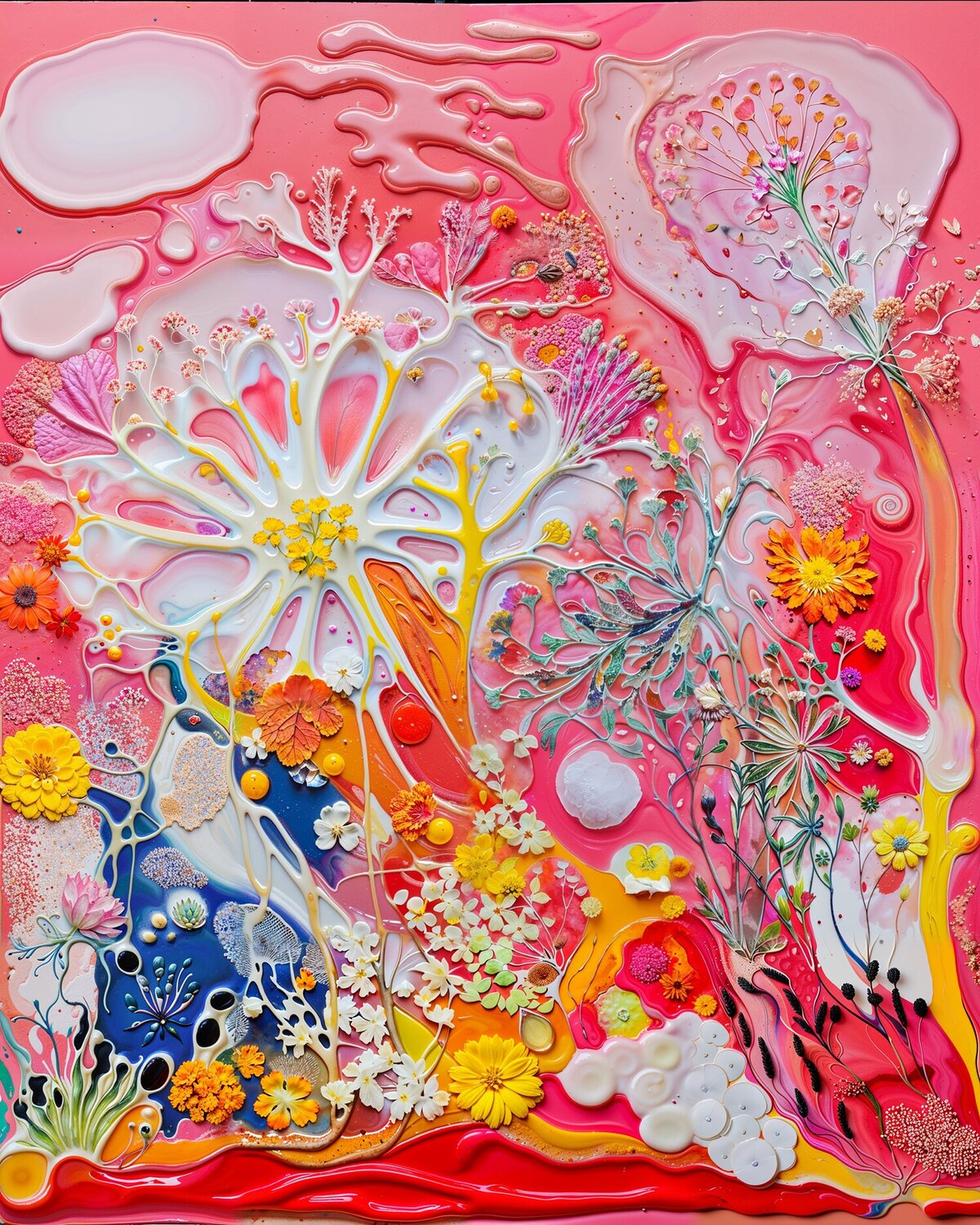 5-ONLY: Aesthetic mixed media floral fine art in the author's technique ...