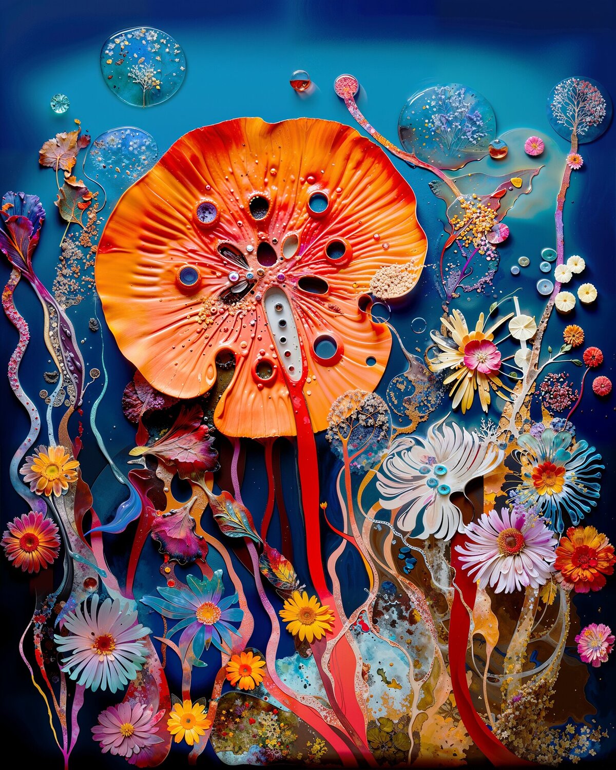 5-ONLY: Aesthetic mixed media floral fine art in the author's technique ...