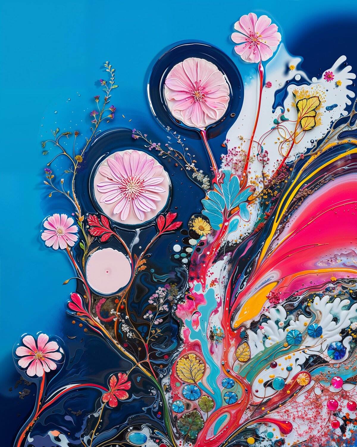 5-ONLY: Aesthetic mixed media floral fine art in the author's technique ...