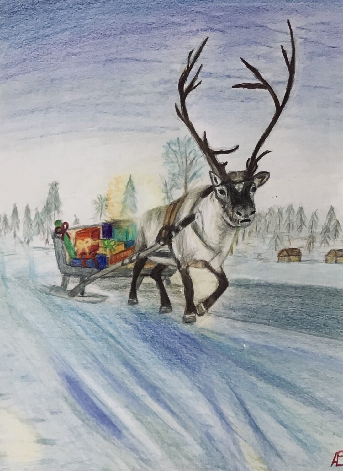 Rudolph without red nose by Claudia Altemeier (2019) : Drawing Colored ...