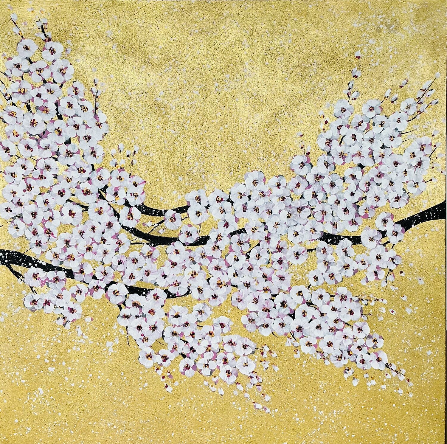 The First Sakura de Guranda Spillmann (2025): Pintura Acrílico, Dorados ...