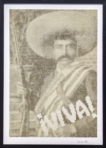"Viva Zapata" Contemporary Black & Tan Mexican Revolutionary Pixelated ...