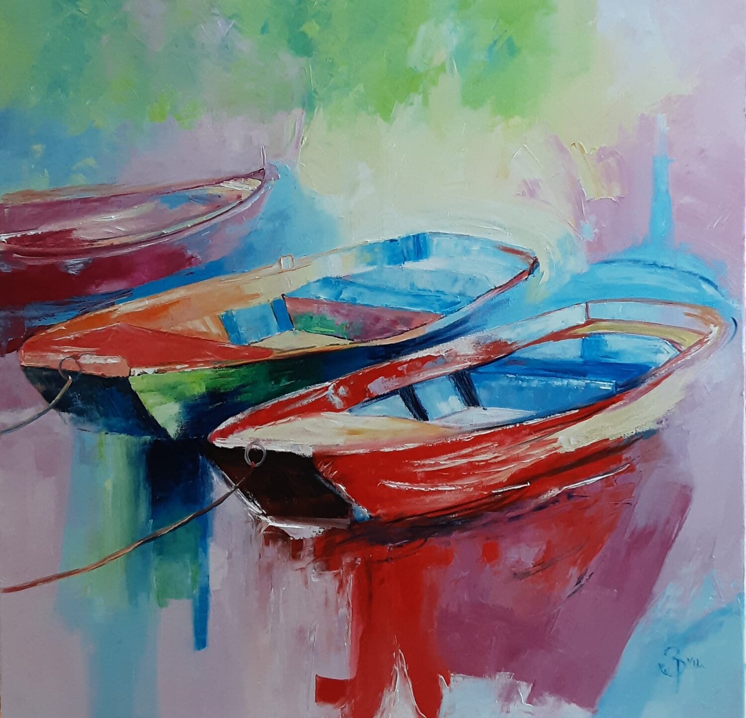 LES BARQUES EN HABITS DE LUMIERE by Anita BOCHE (2024) : Painting Oil ...