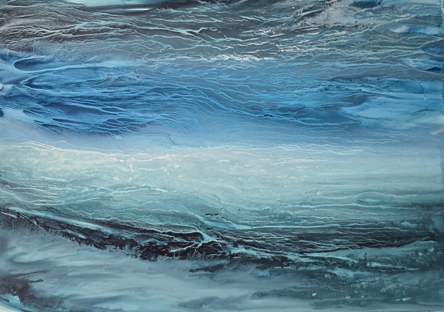 DEEP SEA FLOW #1 / Abstract Blue Seascape Art door Elena Gozunova (2025 ...