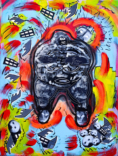 Big one by Thomas Kelm (2024) : Painting Acrylic, Collage on Canvas - Singulart
