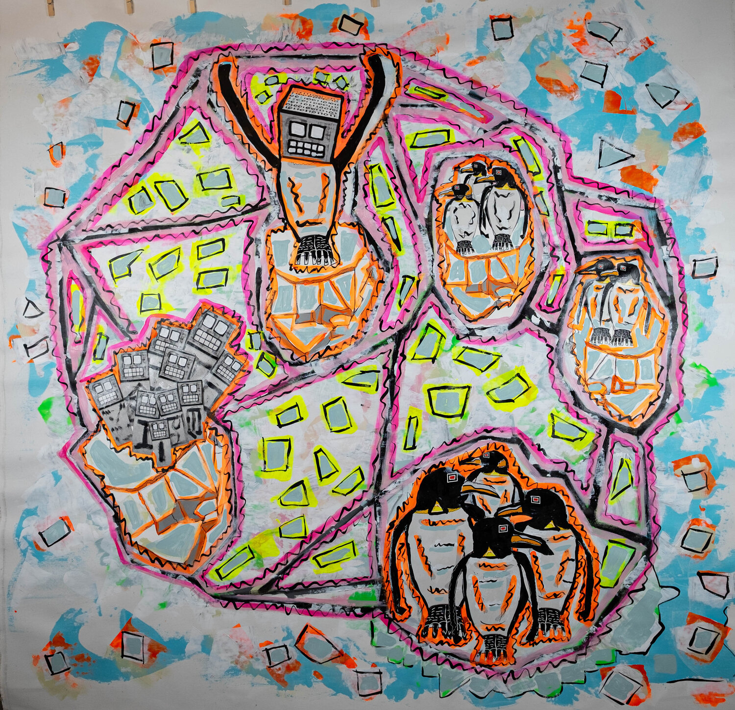 "Arrival in the new colony" de Thomas Kelm (2024) : Peinture Acrylique, Collage sur Toile ...