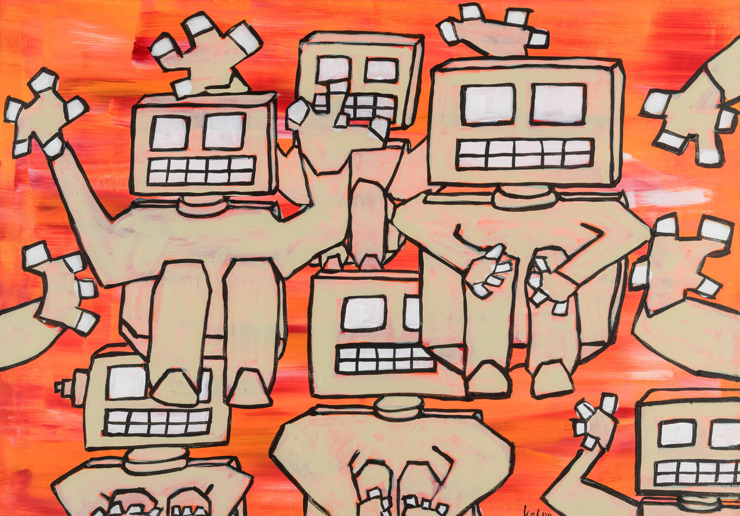 AI practices touch di Thomas Kelm (2024): Pittura a Acrilico su Tela - Singulart