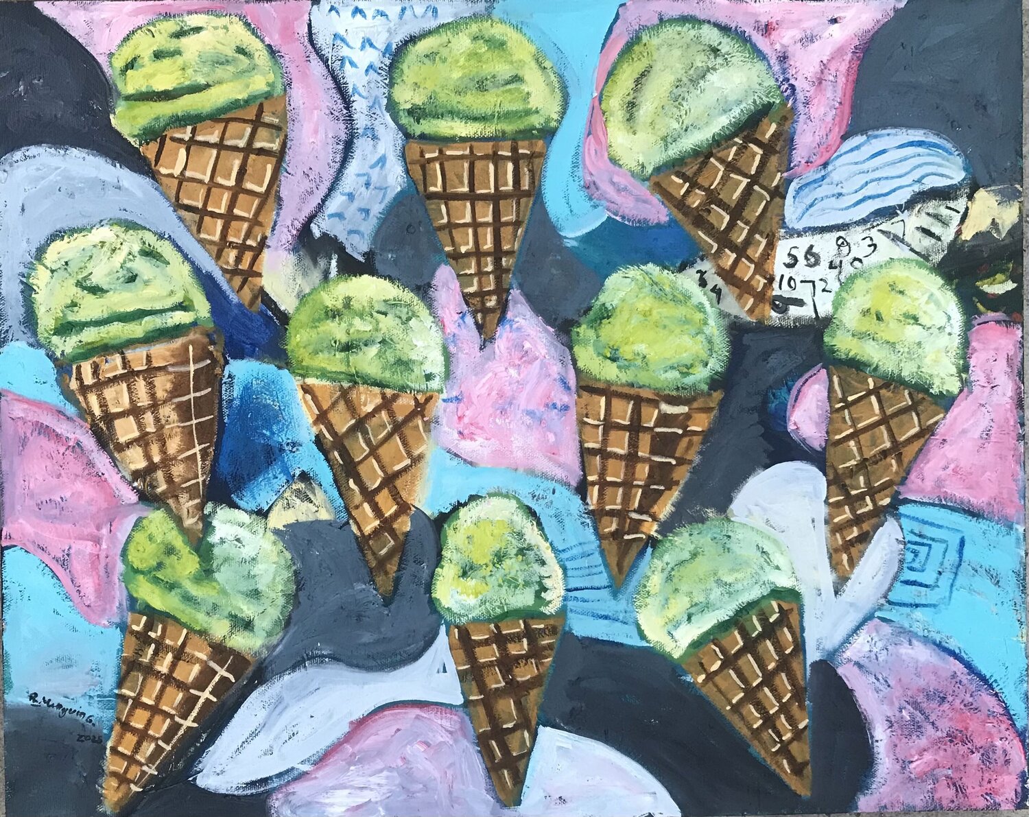 Mint flavor cones de Roberto Munguia (2025): Pintura Óleo en Lienzo ...