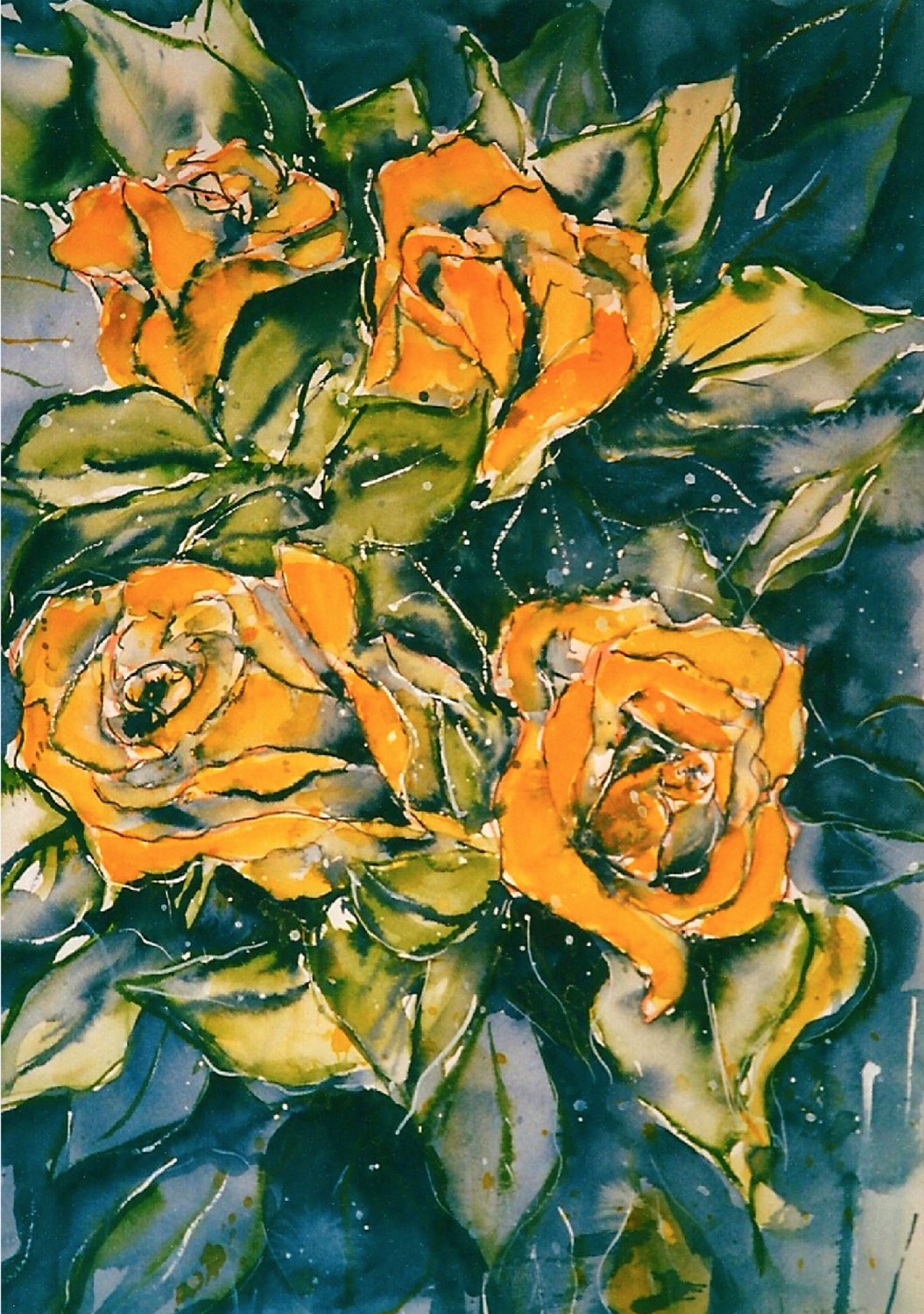 „Sonnenrosen“ de Michaela Petra Sturm (2002): Pintura Acuarela en Papel - Singulart