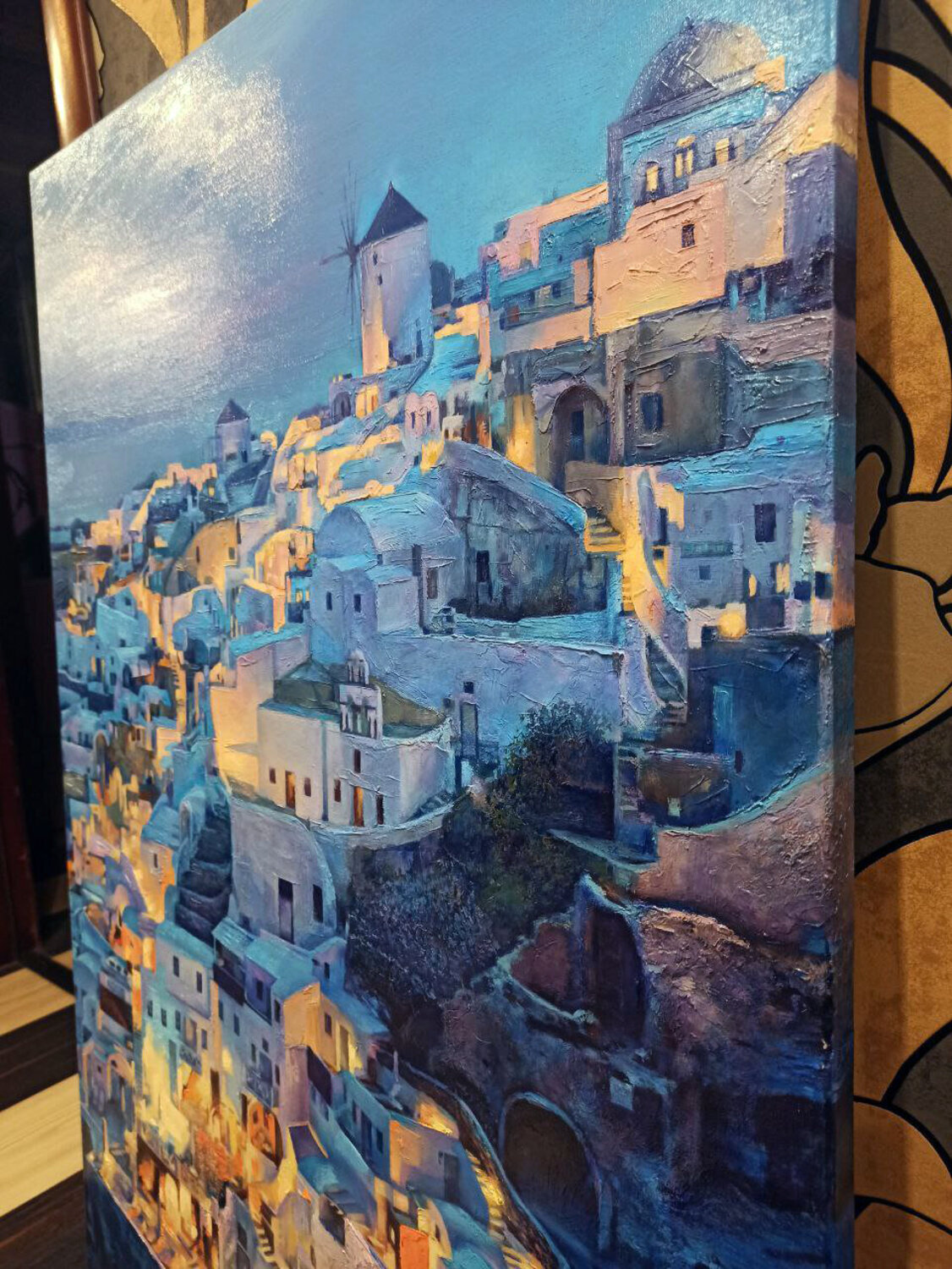 Evening in Santorini – Tranquil Oil Painting with Warm Sunset Tones by Sumarokov Vladimir (2024 ...