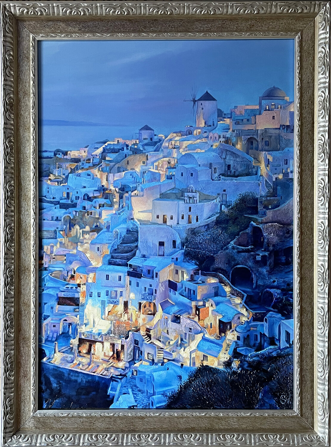 Evening in Santorini – Tranquil Oil Painting with Warm Sunset Tones by Sumarokov Vladimir (2024 ...