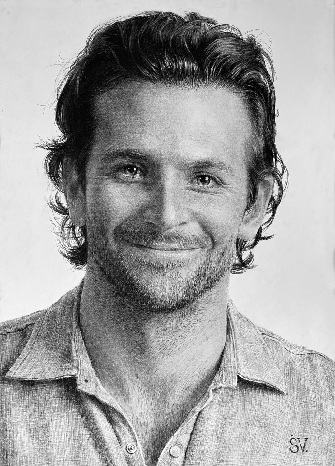 Bradley Charles Cooper by Sumarokov Vladimir (2022) : Drawing Charcoal on Paper - Singulart