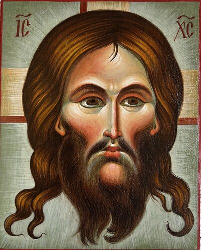 Jesus de Yuliia Klishyna (2024) : Peinture Tempera, Pigments sur Toile ...