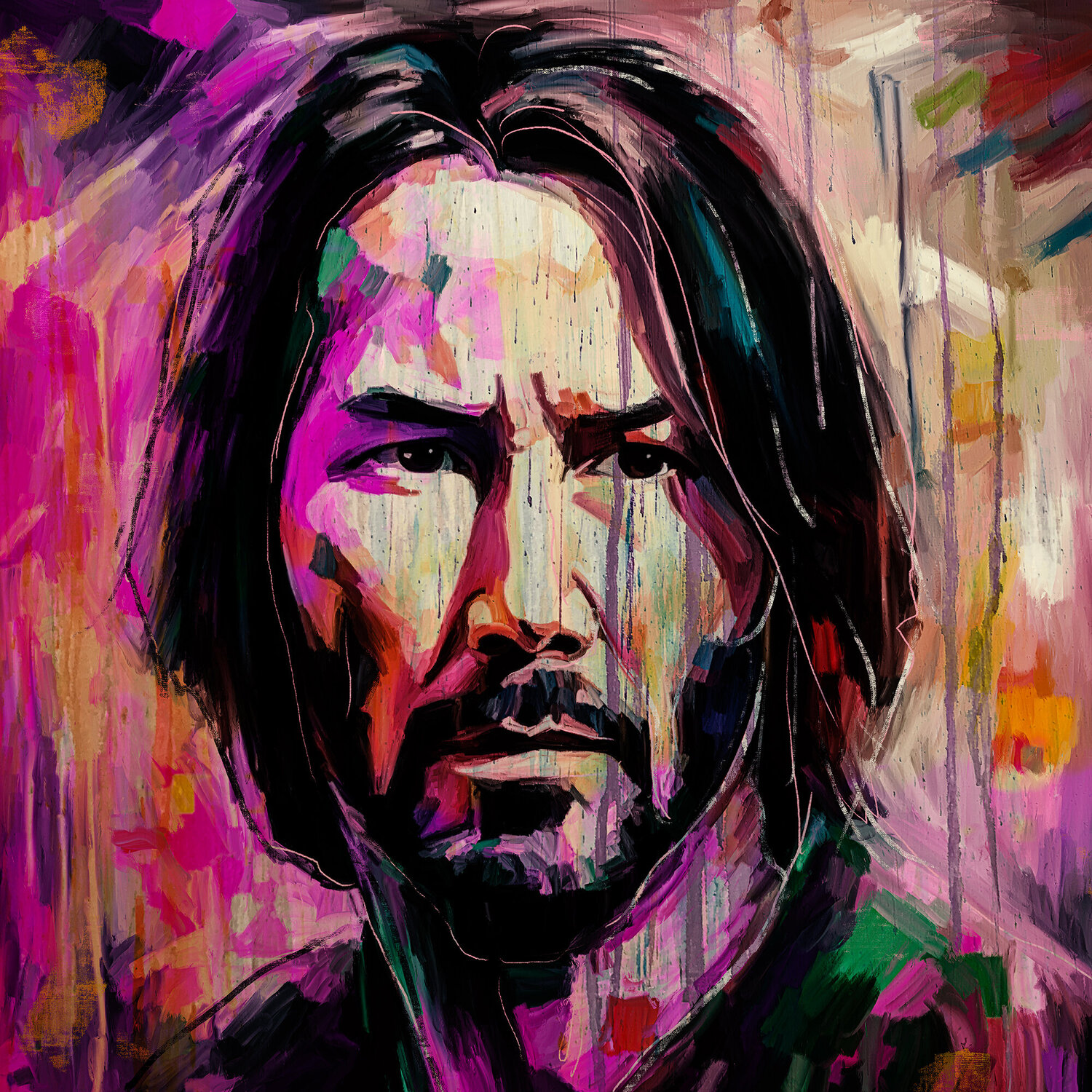 Keanu Reeves von Holger Mühlbauer-Gardemin (2023): Malerei Acryl, Lack ...
