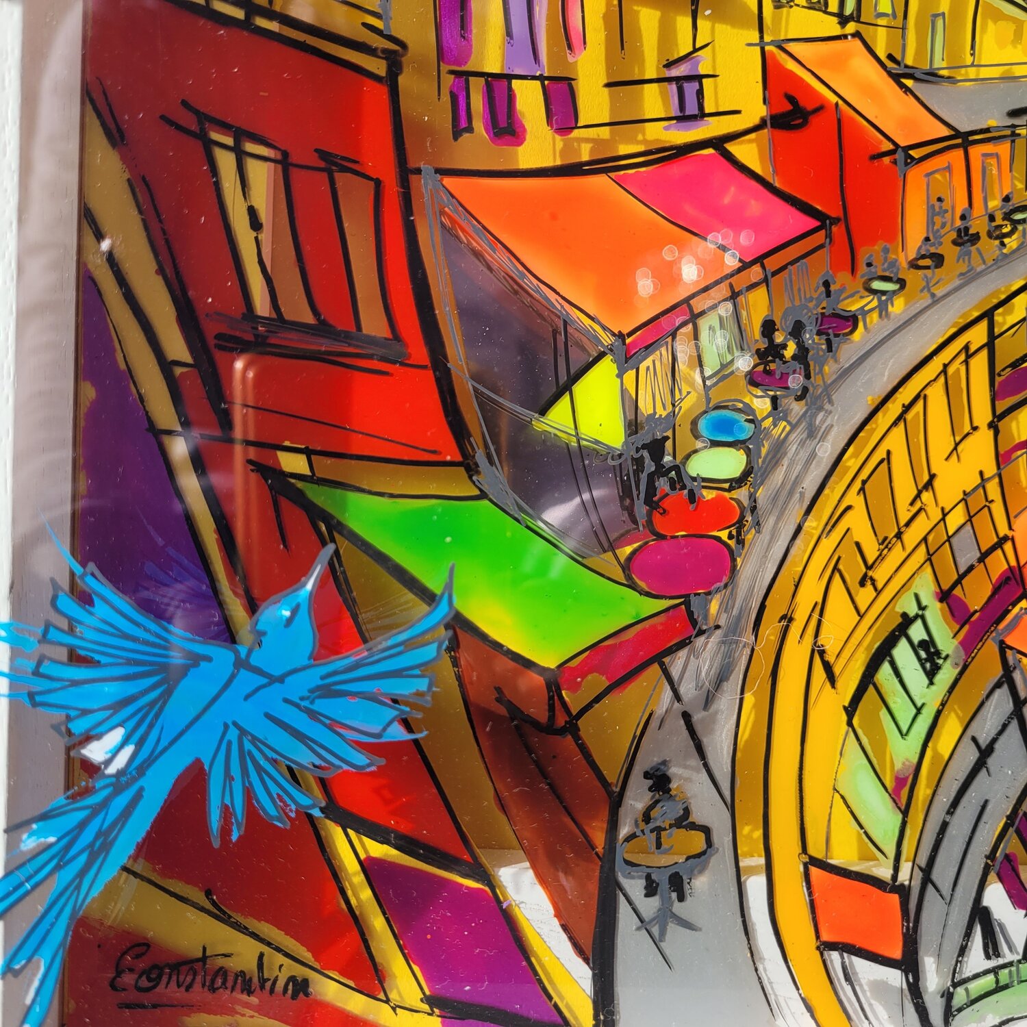 Le chat dans la ville by Elisabeth Constantin (2026) : Painting Acrylic ...