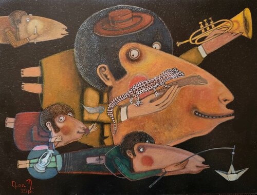 HAPPY PEOPLE de Gor Petrosyan (2025): Pintura Acrílico, Óleo en Cartón - Singulart