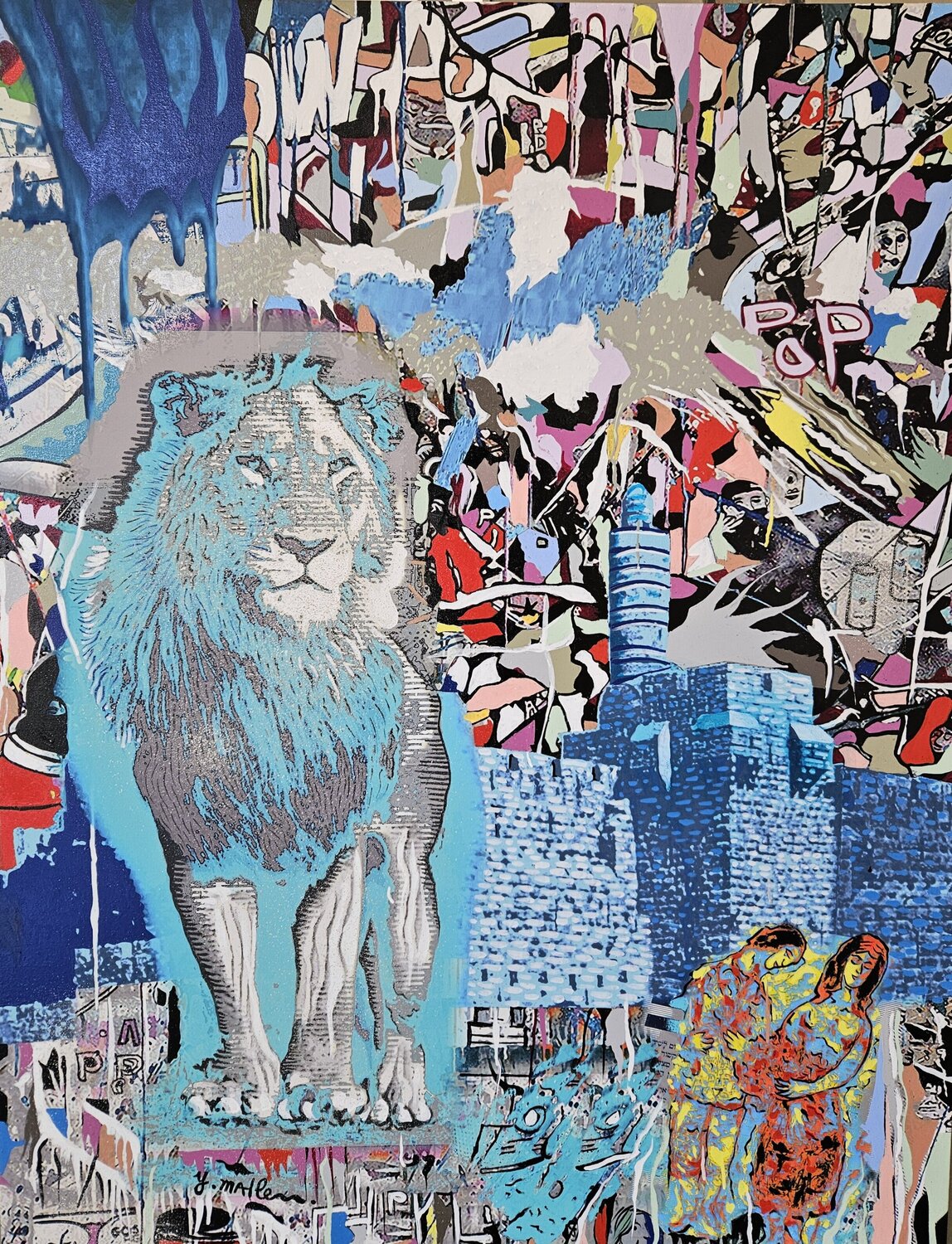 Yuval Mahler - "Street art - Lion of Jerusalem" - Mixed media on canvas ...