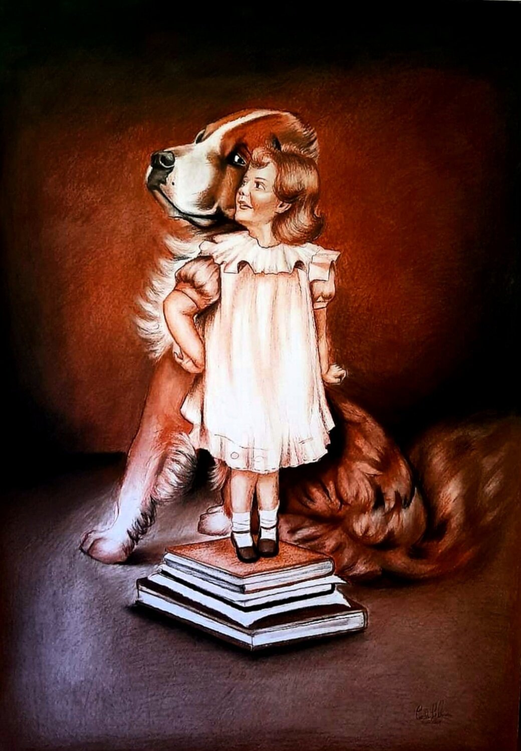 Una bimba con il cane de Carla Gagliano (2022) : Dessin Pastel, Crayon ...