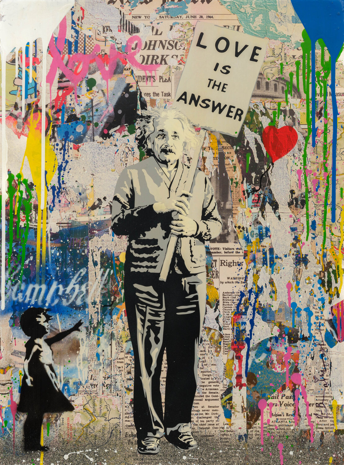 Einstein de Mr. Brainwash (2022): Obra en papel Graffiti, Pintura en spray en Papel - Singulart