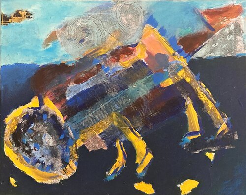 There's A Dog In The Pool by Raindog (2025) : Painting Acrylic on Wood ...