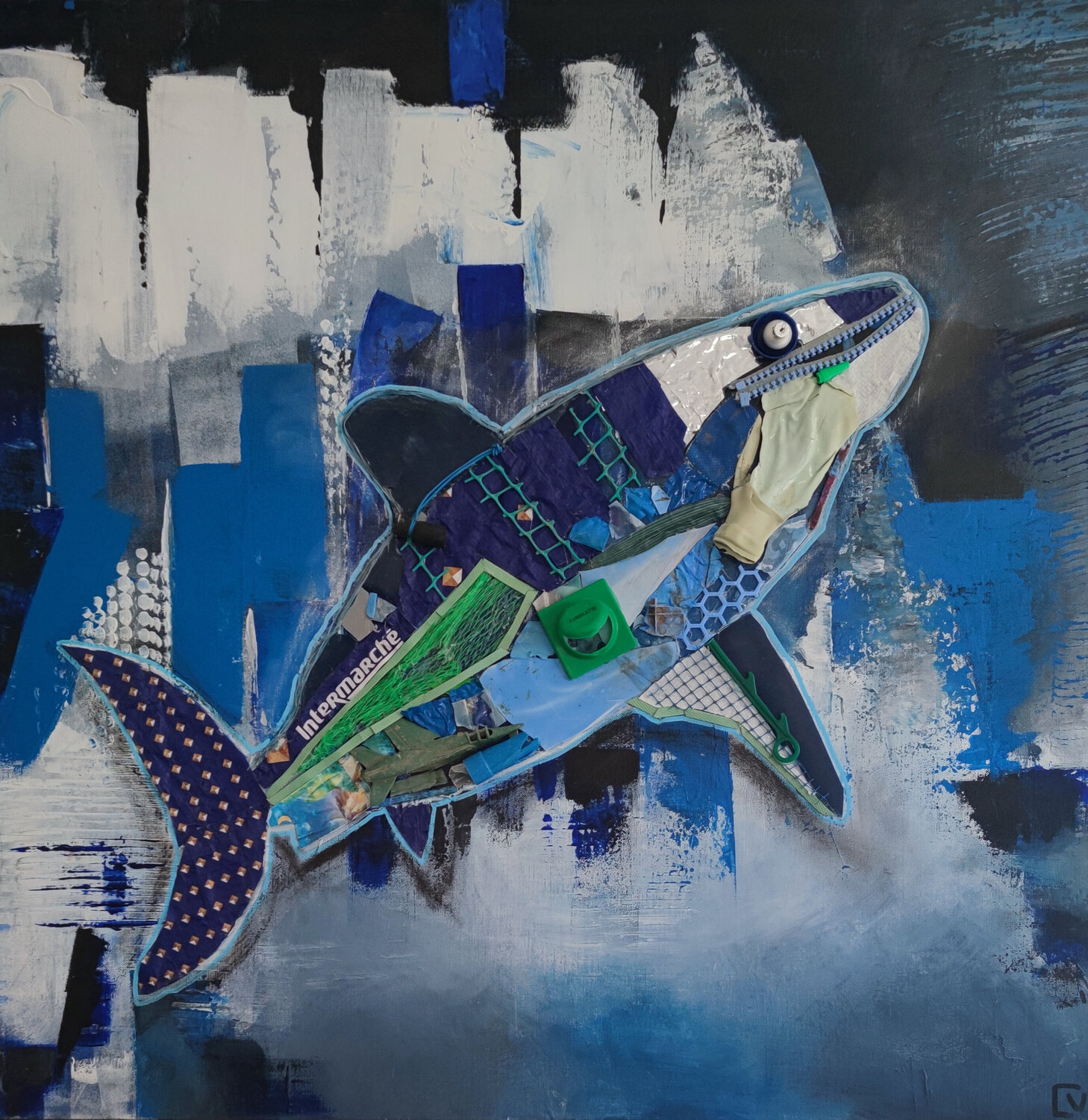 JAWS von Christine Vignaud (2022): Andere Medien Acryl, Collage auf ...