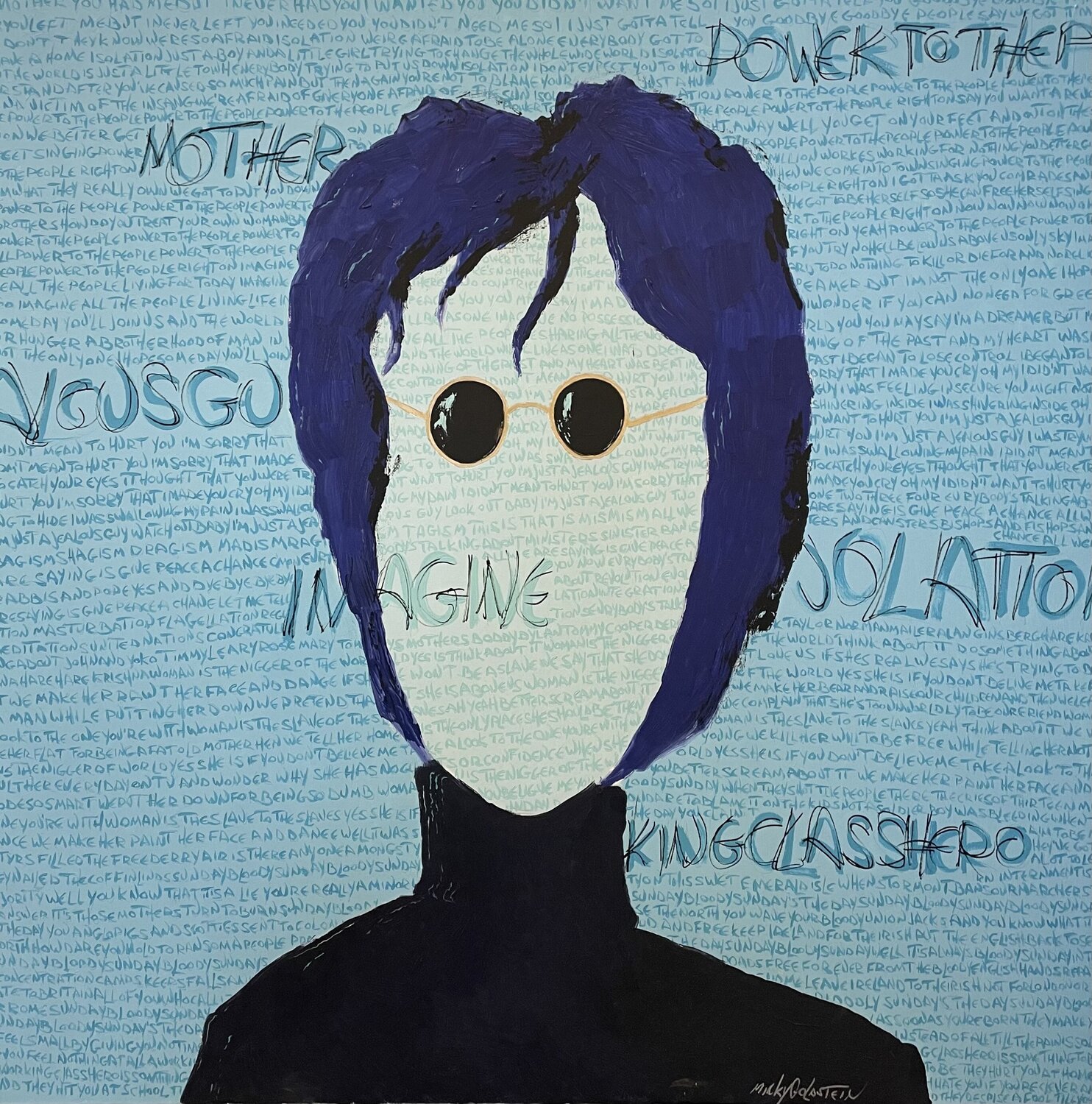 Lennon von Micky Goldstein (2023): Malerei Öl auf Stoff - Singulart