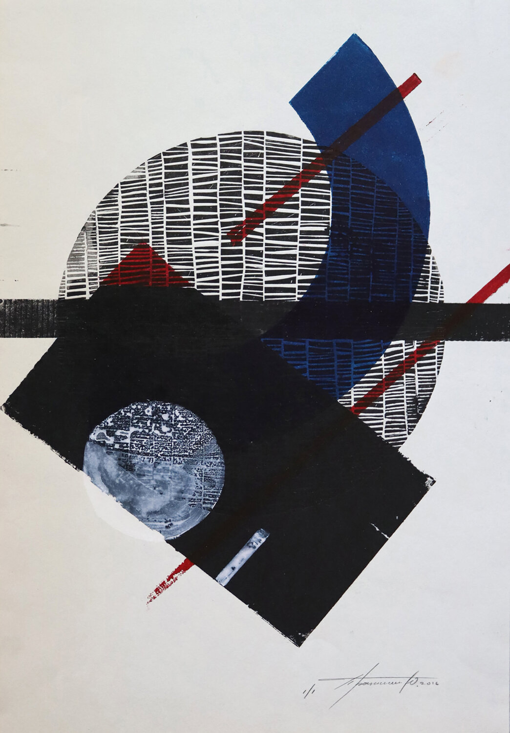 Suprematism by Yulia Protsyshyn (2016) : Work on Paper Acrylic, Relief ...